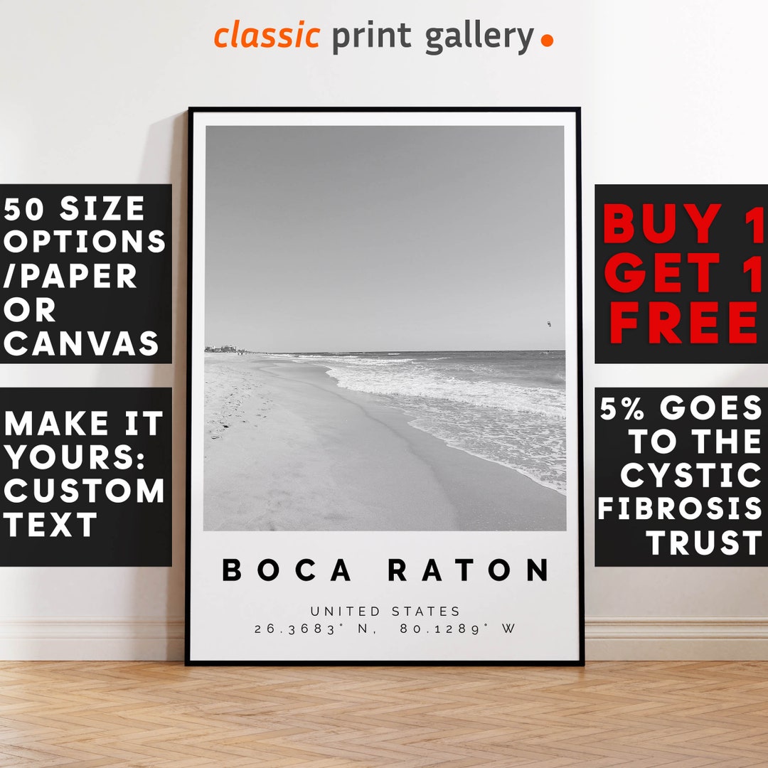 Boca Raton Poster Black and White Print, Boca Raton Wall Art, Boca ...