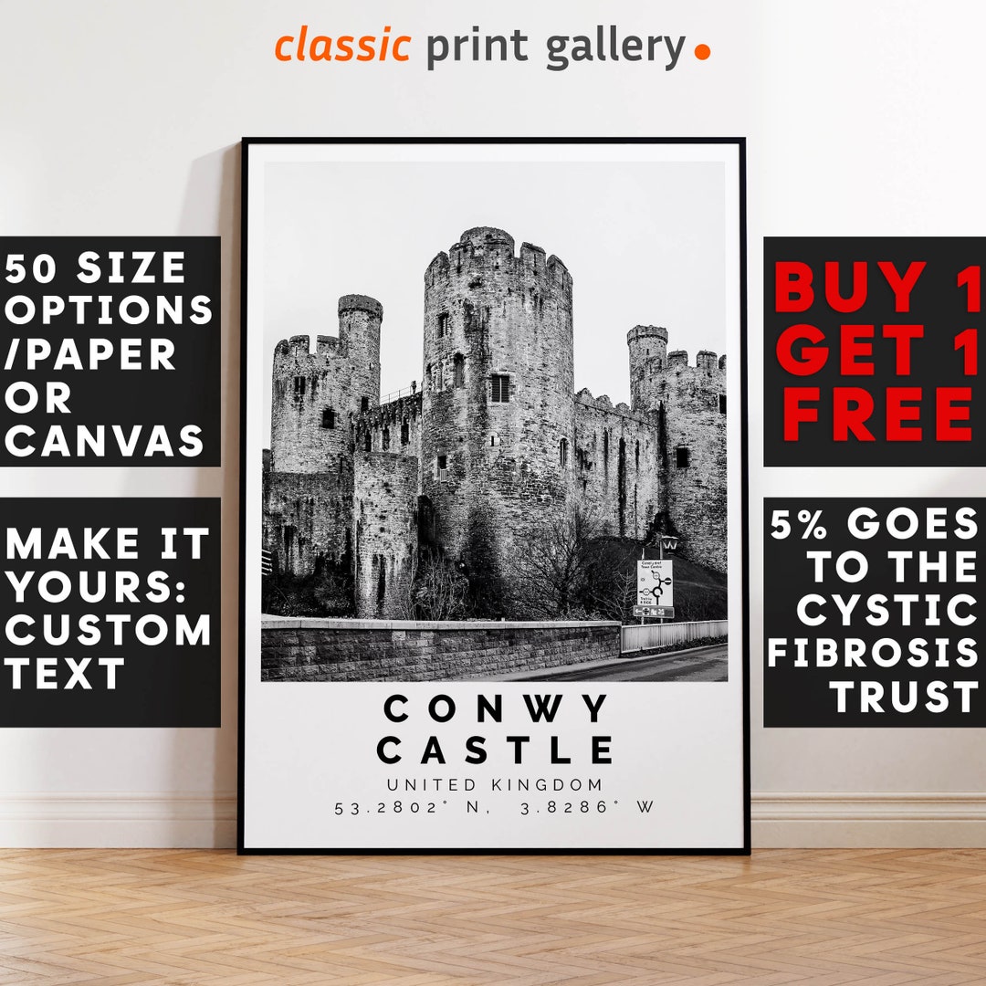 Conwy Castle Poster Black and White Print, Conwy Castle Wall Art, Conwy ...
