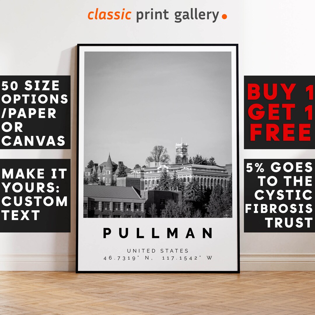 Pullman Poster Black and White Print, Pullman Wall Art, Pullman Travel ...