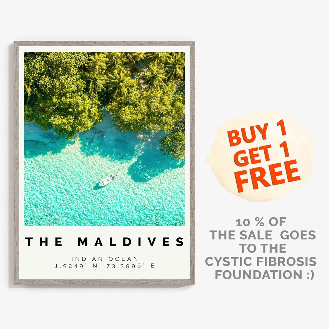 The Maldives Poster Colorful Print the Maldives Wall Art the - Etsy