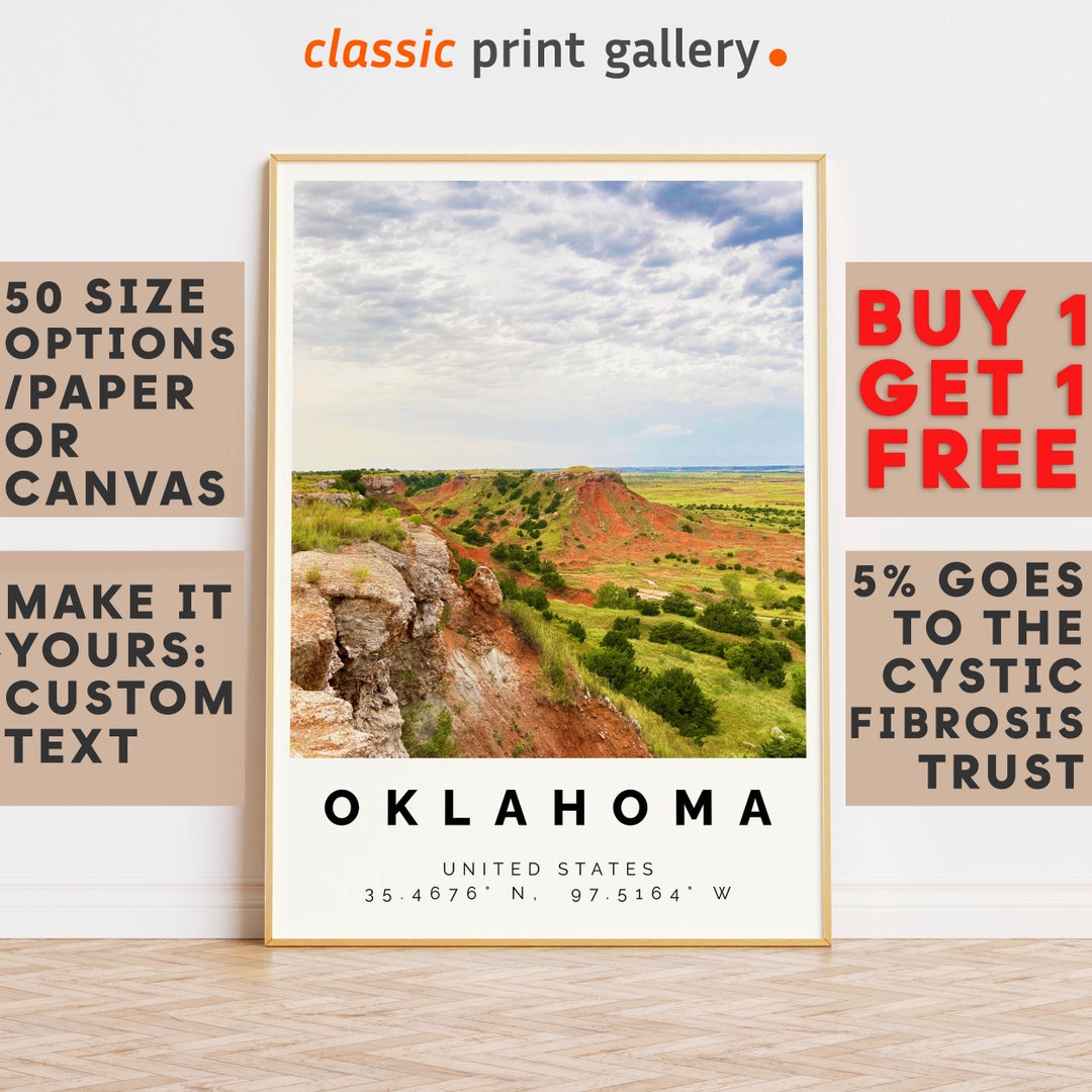 Oklahoma Poster Colorful Print, Oklahoma Wall Art, Oklahoma Photo Decor ...