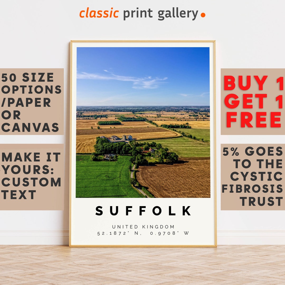 Suffolk Poster Colorful Print, Suffolk Wall Art, Suffolk Photo Decor ...