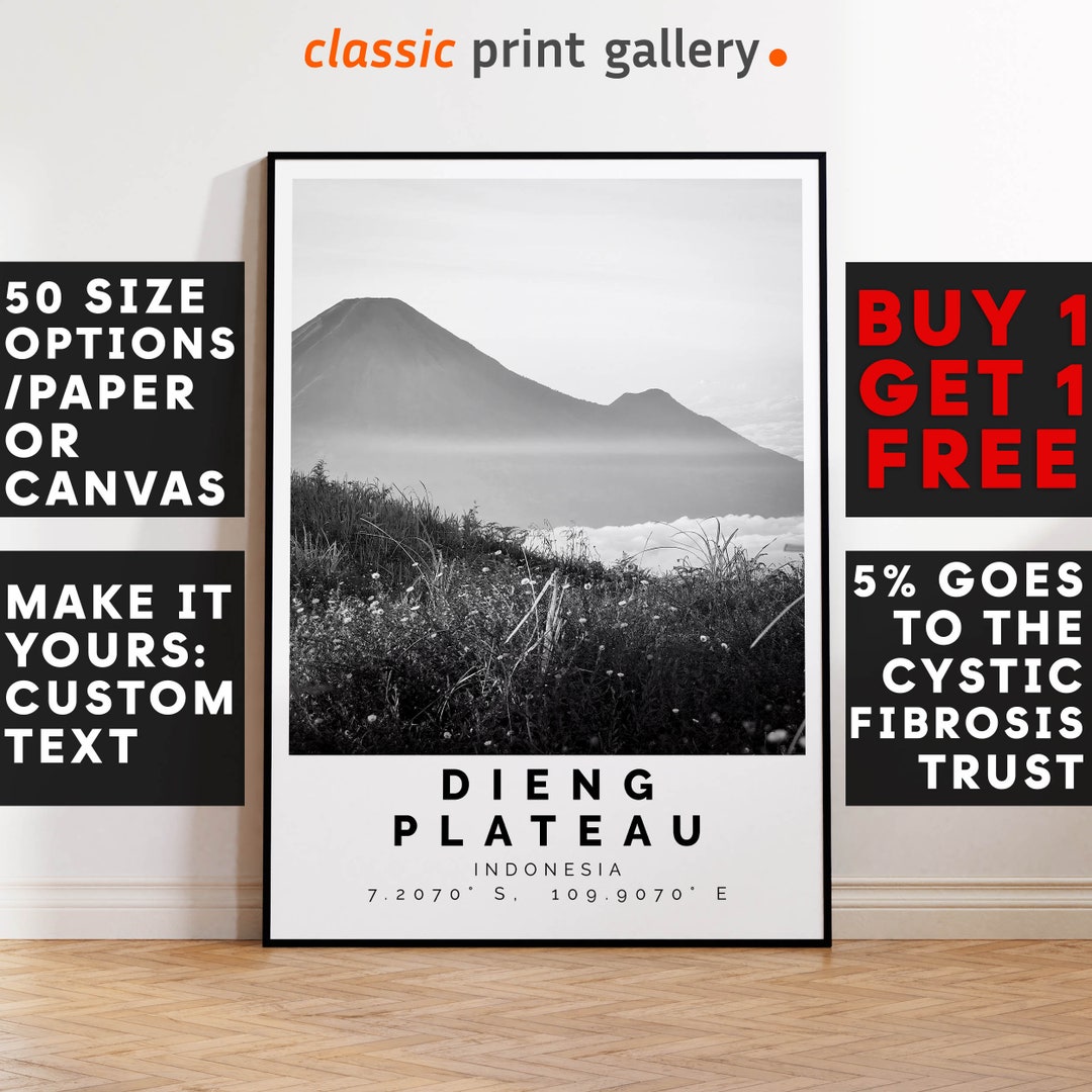Dieng Plateau Poster Black and White Print, Dieng Plateau Wall Art ...