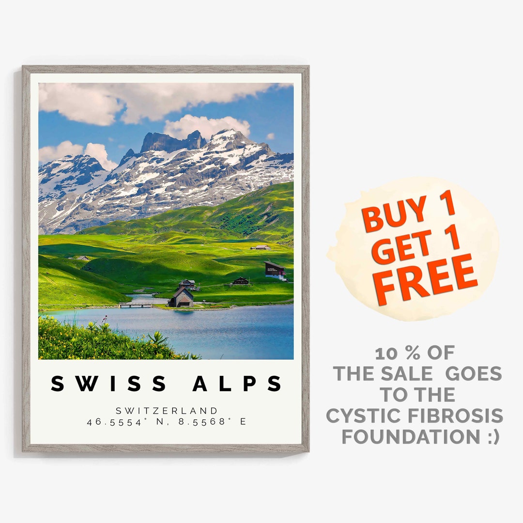 Swiss Alps Poster Colorful Print Swiss Alps Wall Art Swiss - Etsy