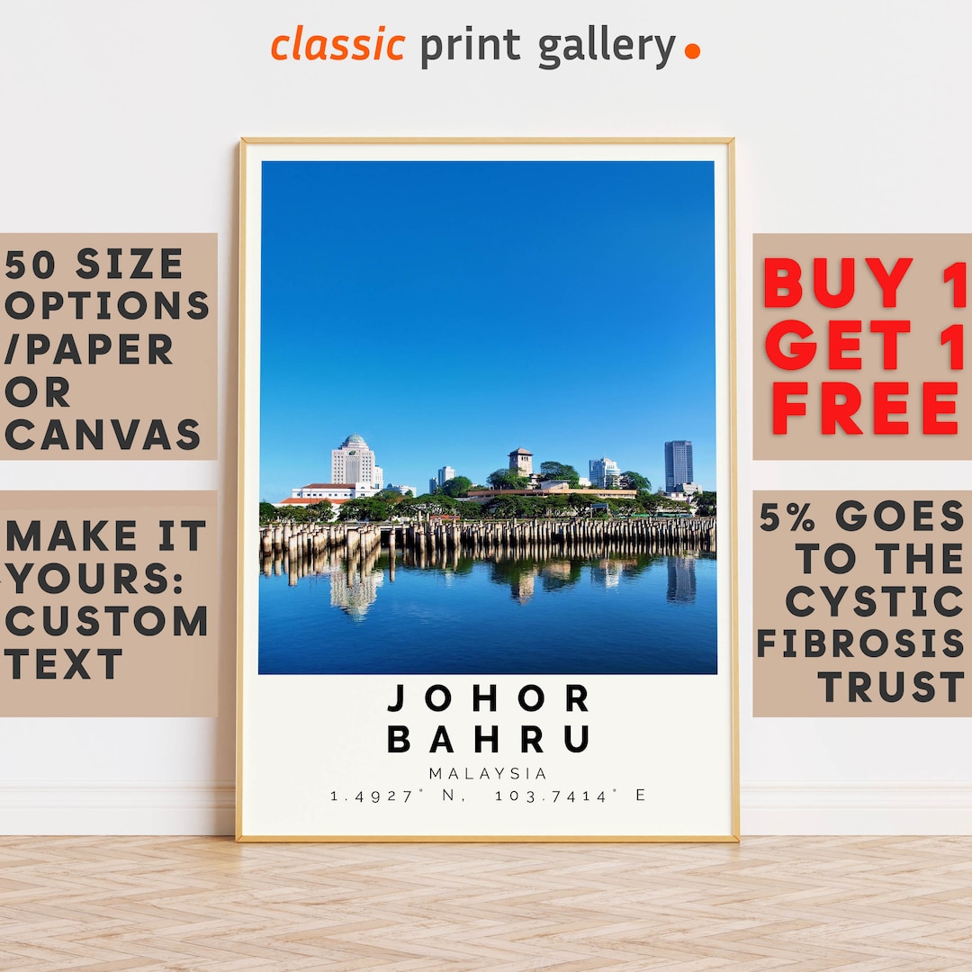 Johor Bahru Poster Colorful Print, Johor Bahru Wall Art, Johor Bahru ...