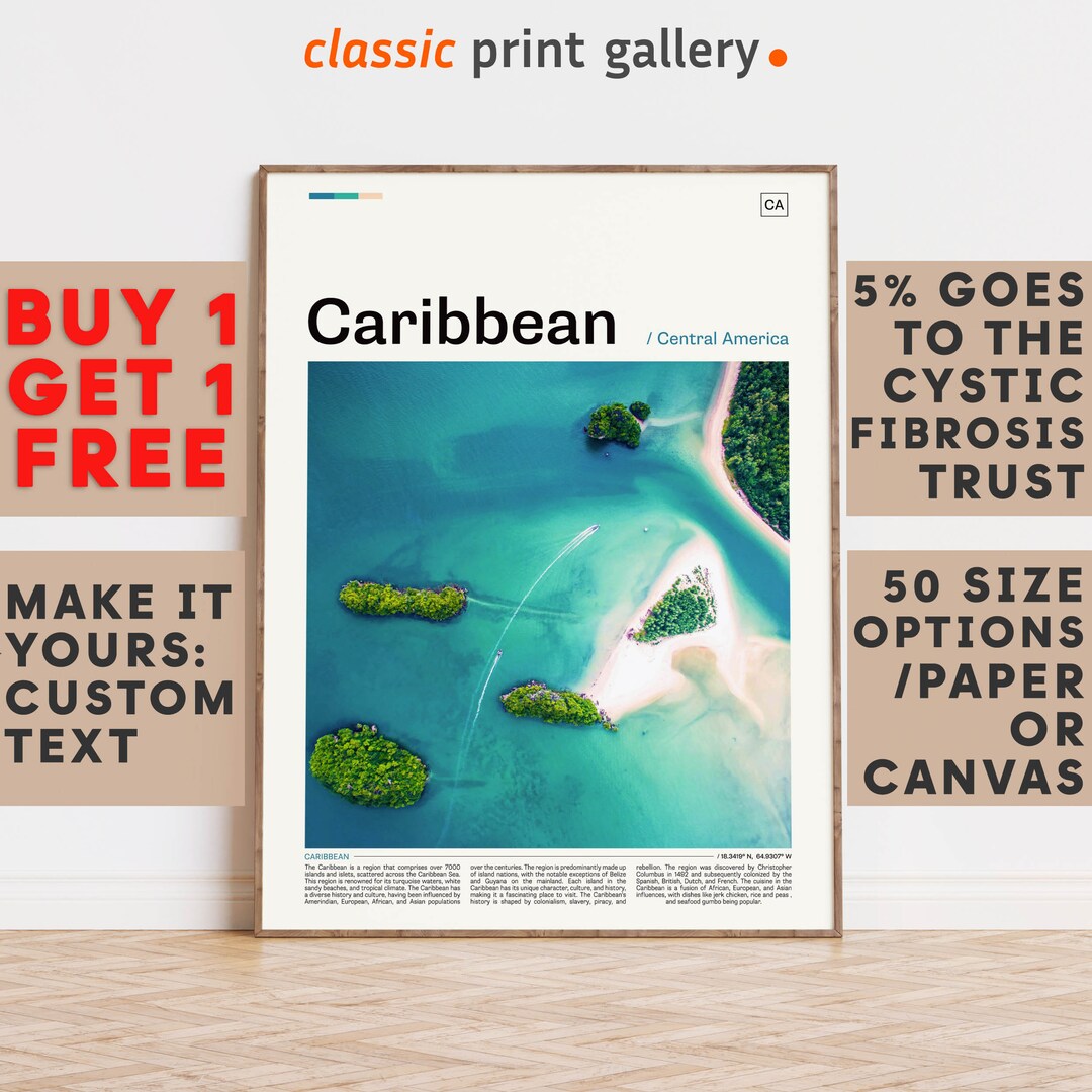 Caribbean Print, Caribbean Wall Art, Caribbean Color Poster With Text ...