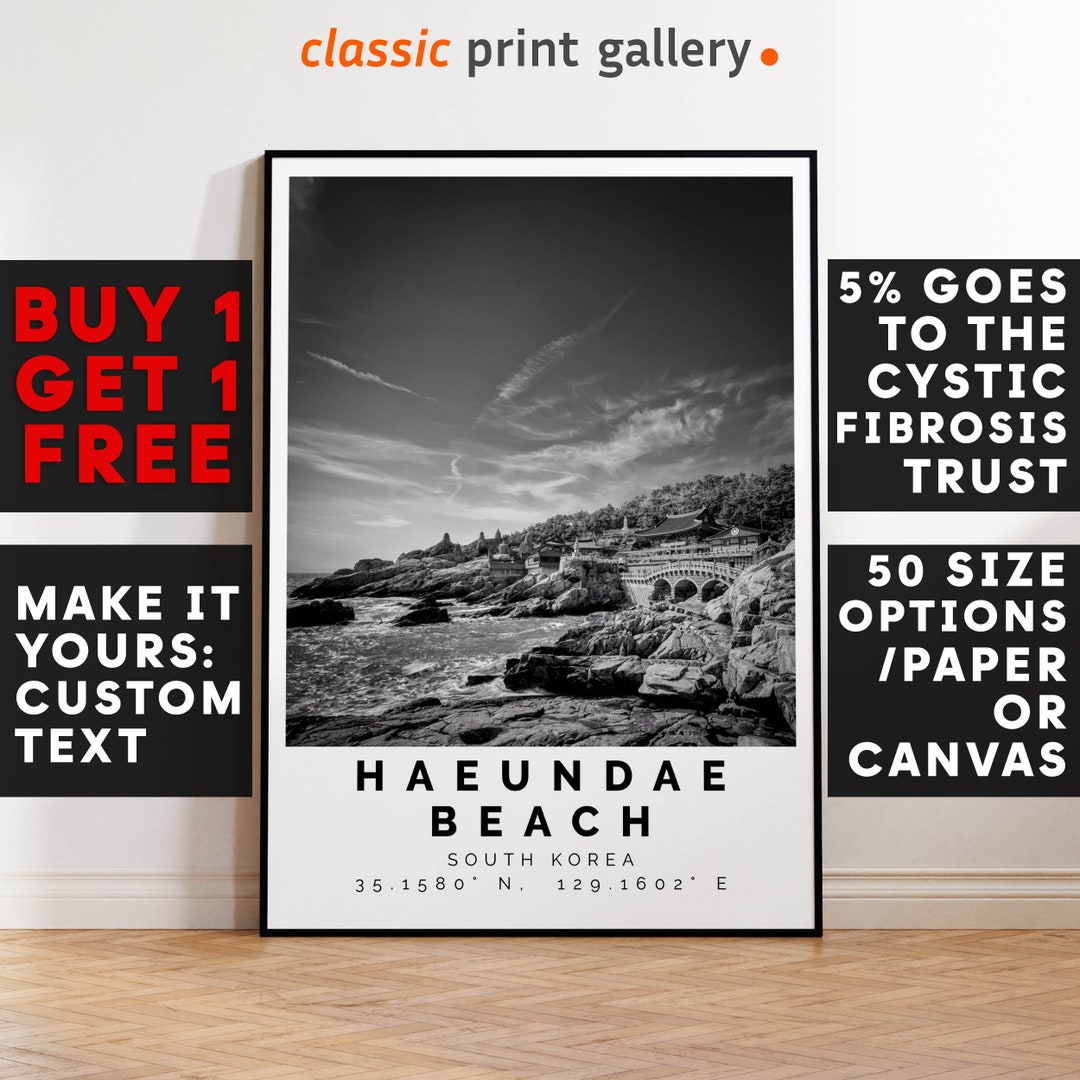 Haeundae Beach Print,haeundae Beach Wall Art,haeundae Beach BW Poster ...