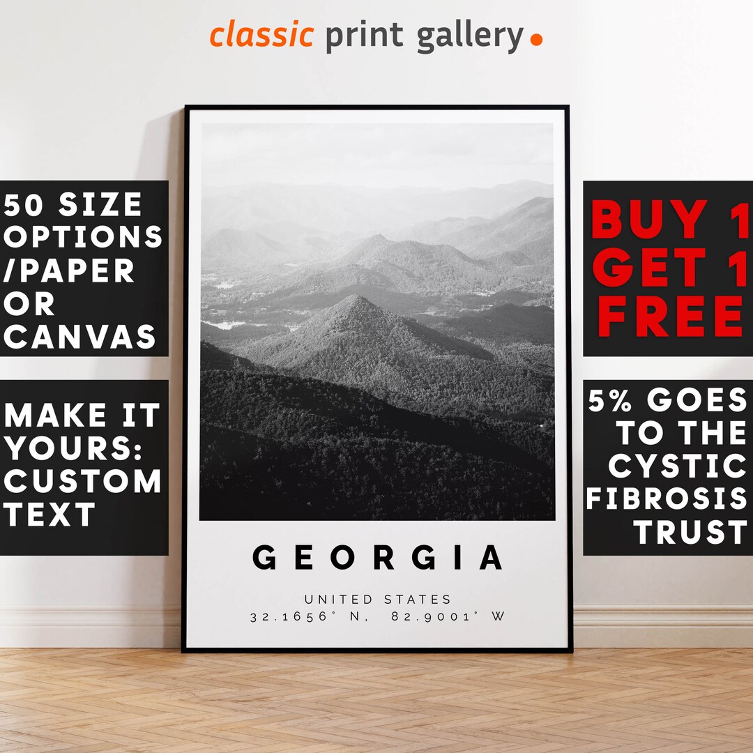 Georgia Print Black and White Photo, Georgia Wall Art, Georgia Travel ...