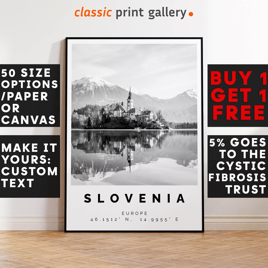 Slovenia Poster Black and White Print, Slovenia Wall Art, Slovenia ...