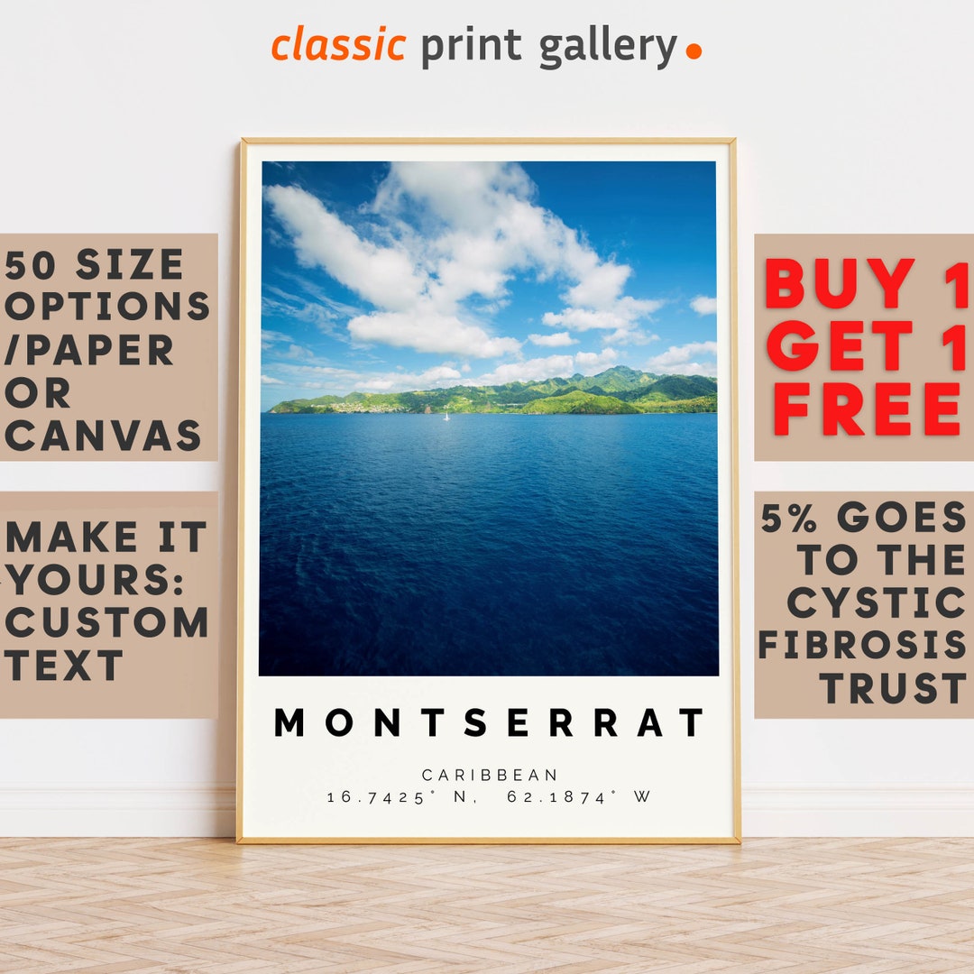 Montserrat Poster Colorful Print, Montserrat Wall Art, Montserrat Photo ...