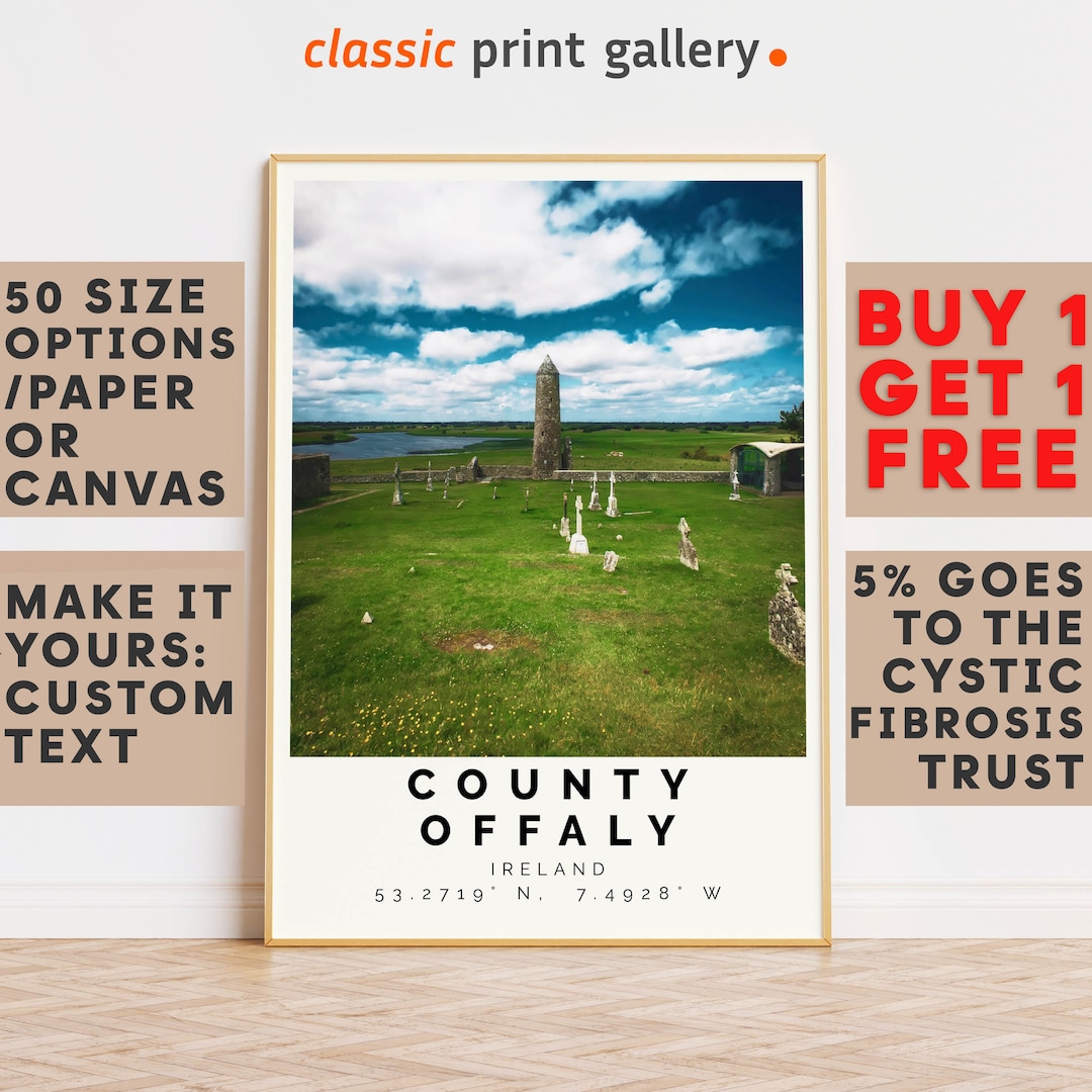 County Offaly Poster Colorful Print, County Offaly Wall Art, County ...