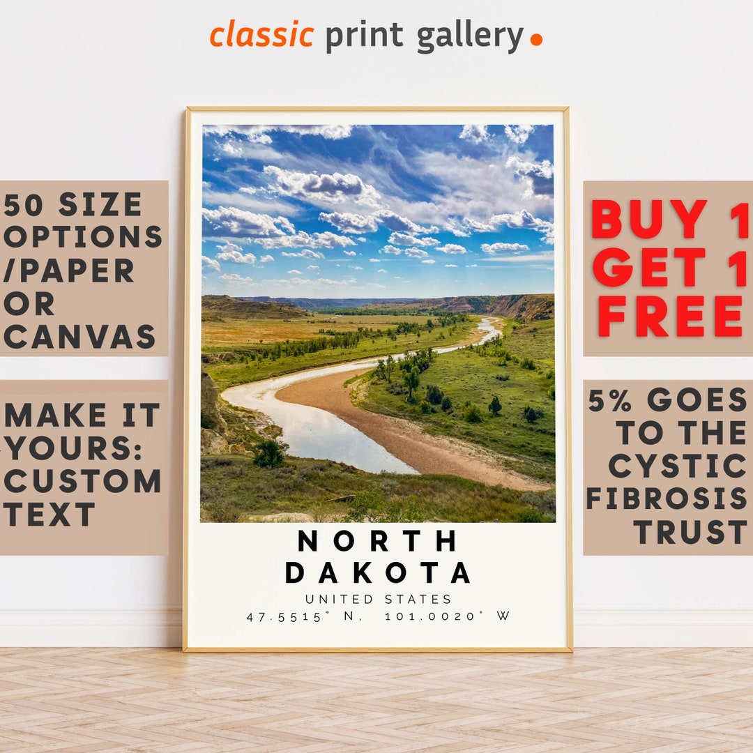 North Dakota Poster Colorful Print, North Dakota Wall Art, North Dakota ...