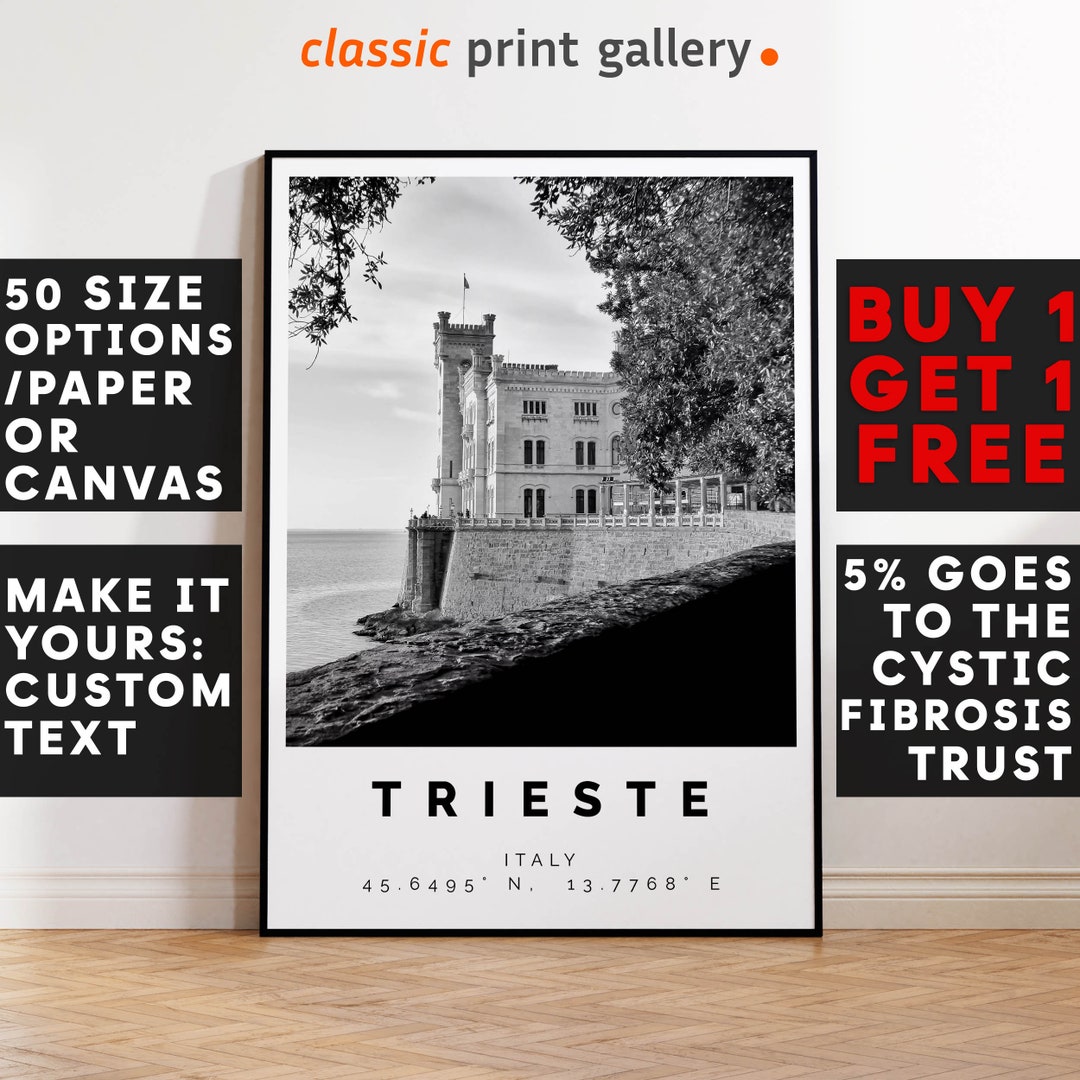 Trieste Poster Black and White Print, Trieste Wall Art, Trieste Travel ...