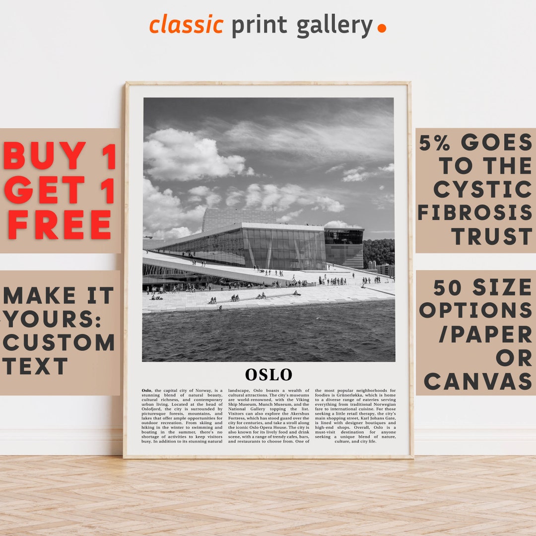 Oslo Print, Oslo Wall Art, Oslo Black and White Poster, Personalized ...