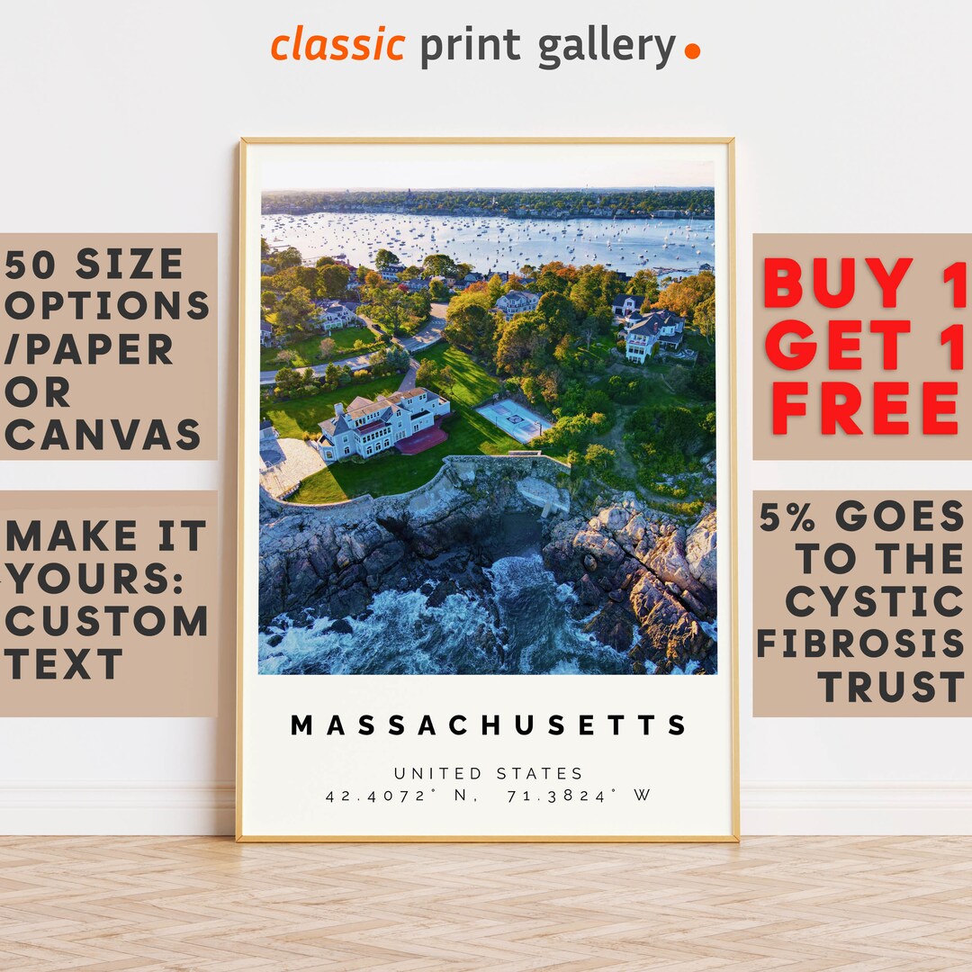 Massachusetts Poster Colorful Print, Massachusetts Wall Art ...