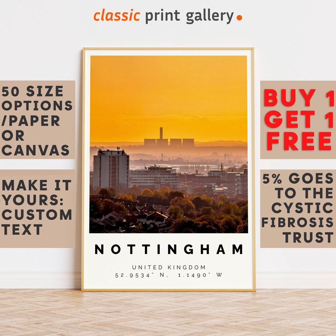 Nottingham Poster Colorful Print, Nottingham Wall Art, Nottingham Photo ...