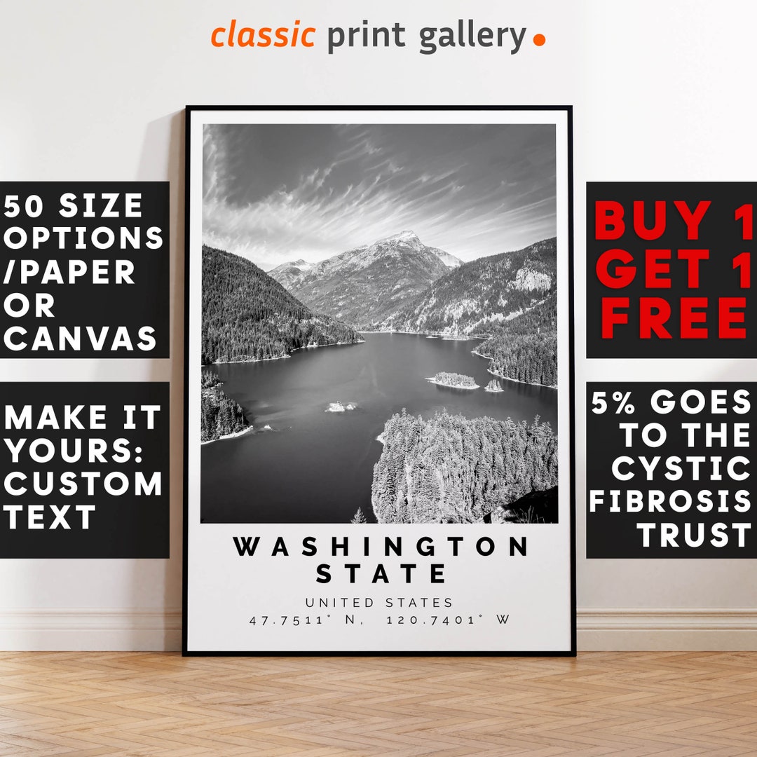 Washington State Print Black and White Photo, Washington Wall Art ...