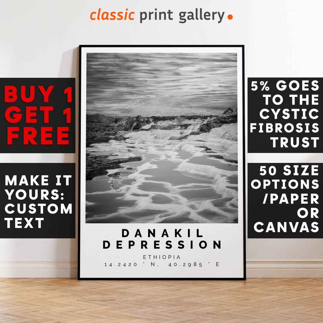 Danakil Depression Print Wall Art Black and White Poster,personalized ...