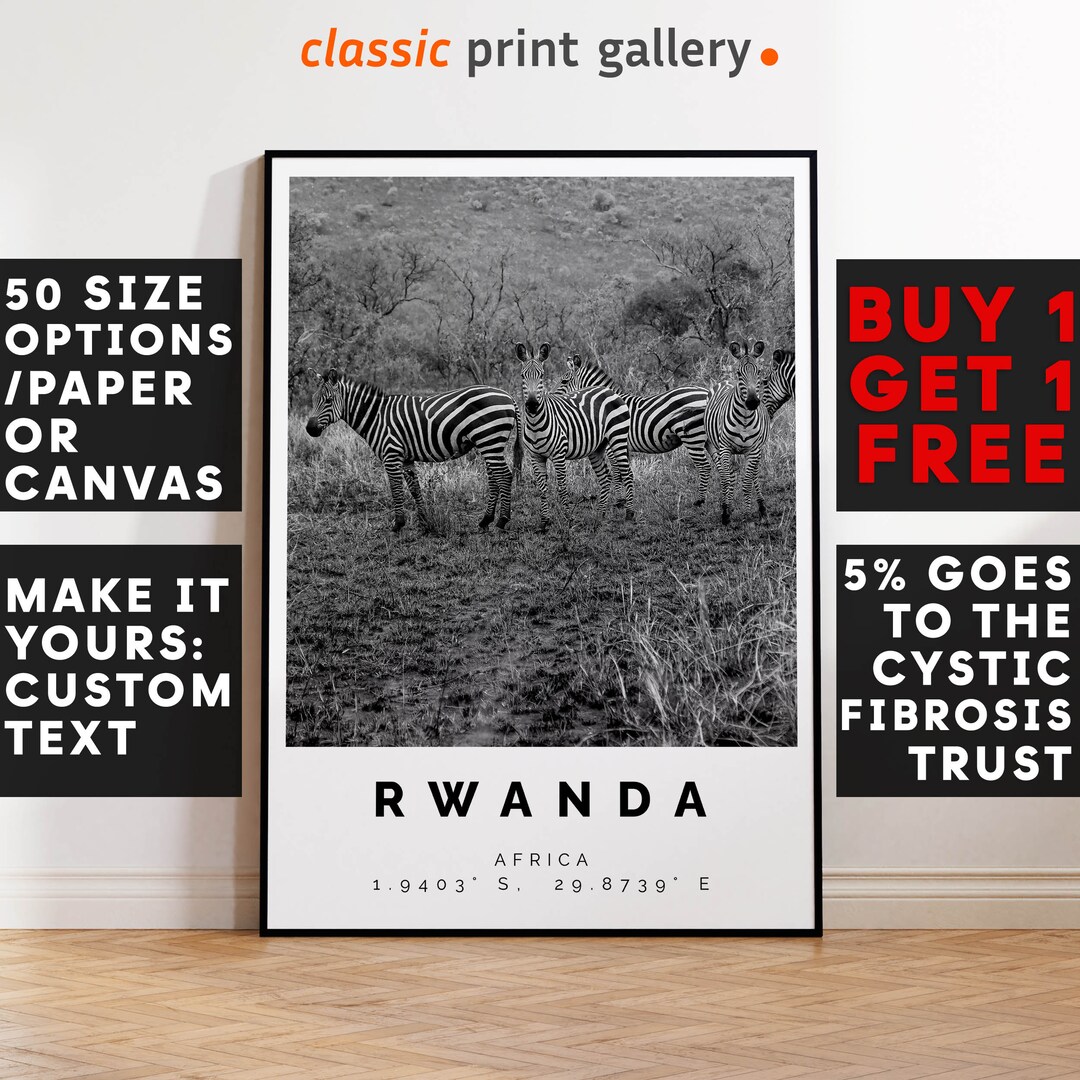 Rwanda Poster Black and White Print, Rwanda Wall Art, Rwanda Photo ...
