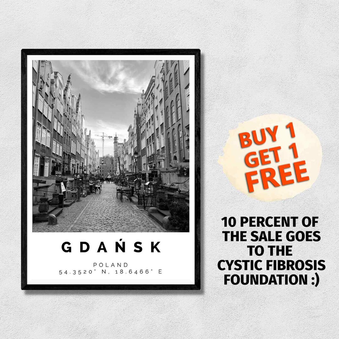 Gdansk Poster Black and White Print Gdansk Wall Art Gdansk - Etsy