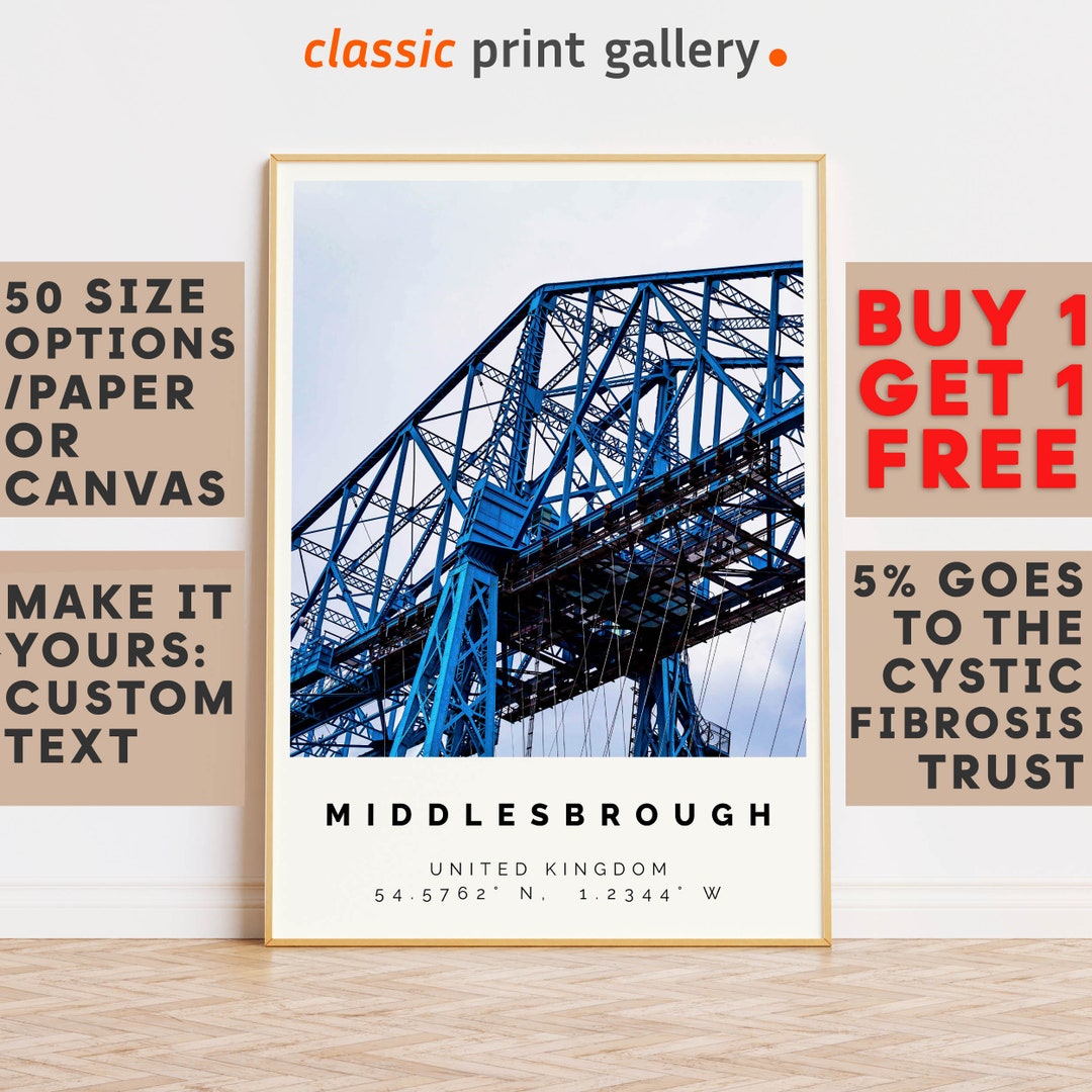 Middlesbrough Poster Colorful Print, Middlesbrough Wall Art ...