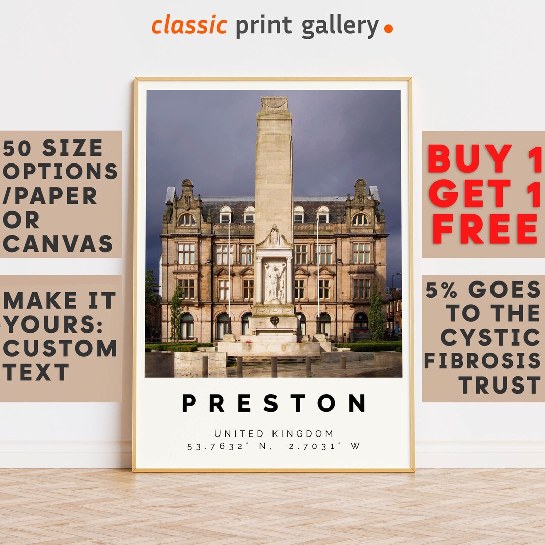 Preston Poster Colorful Print, Preston Wall Art, Preston Photo Decor ...