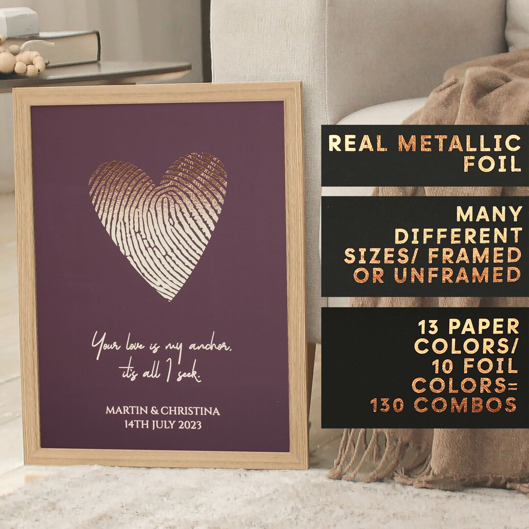 Custom Fingerprint in Heart Shape Metallic Foil Print | your Own ...