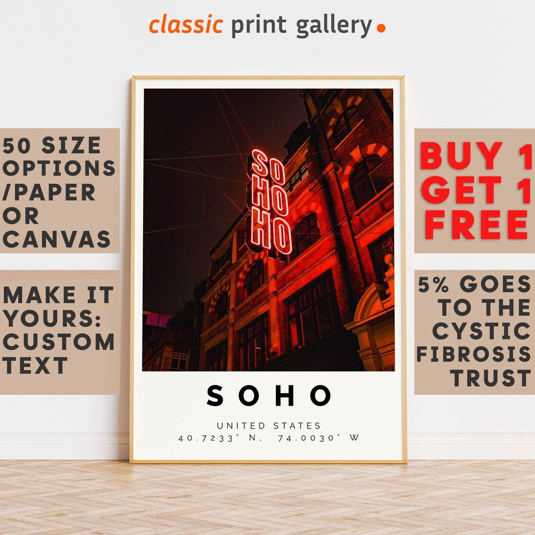 Soho Poster Colorful Print, Soho Wall Art, Soho Photo Decor, Soho Gift ...