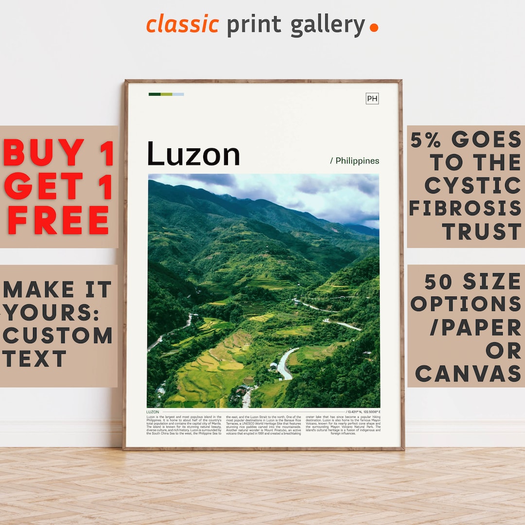 Luzon Print, Luzon Wall Art, Luzon Color Poster With Text, Personalized ...