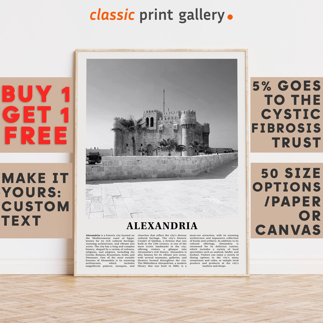 Alexandria Print, Alexandria Wall Art, Alexandria Black and White ...