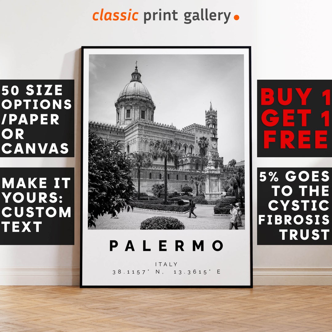 Palermo Sicily Print Black and White Photo, Palermo Wall Art, Palermo ...