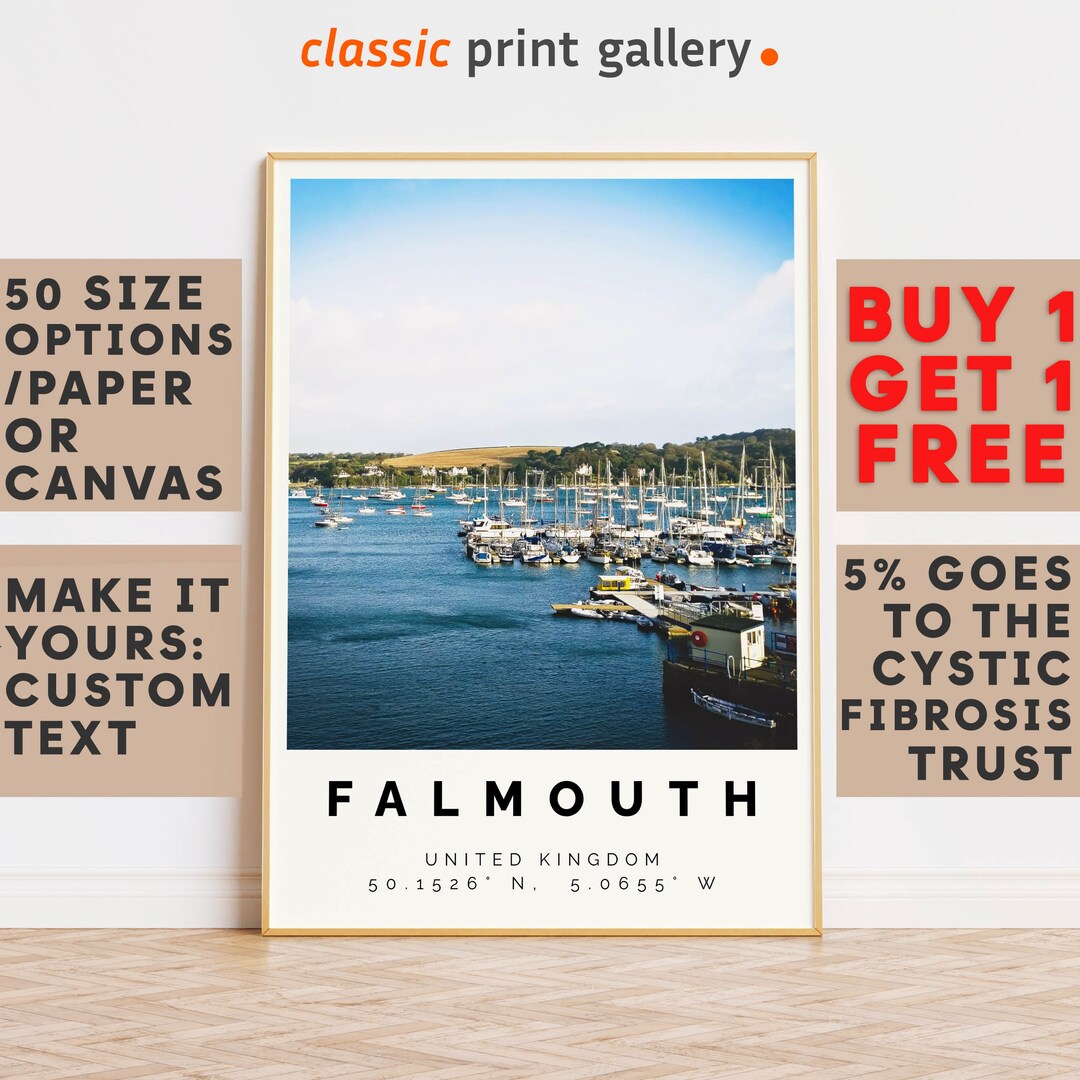 Falmouth Poster Colorful Print, Falmouth Wall Art, Falmouth Photo Decor ...