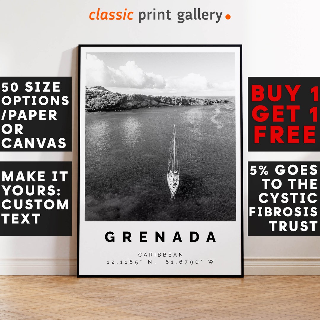 Grenada Print Black and White Photo, Grenada Wall Art, Grenada Travel ...