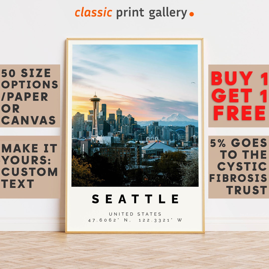 Seattle Poster Colorful Print, Seattle Wall Art, Seattle Photo Decor ...