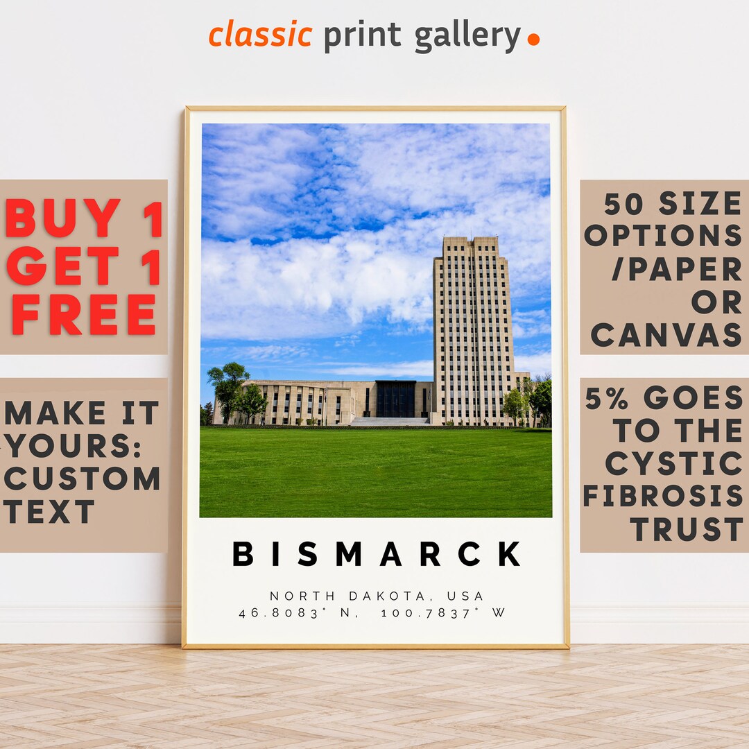 Bismarck Print Colorful Poster|bismarck Wall Art|bismarck Travel Poster ...