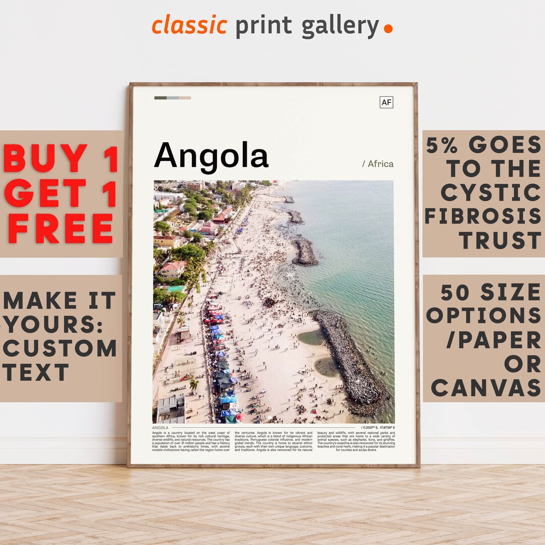 Angola Print, Angola Wall Art, Angola Color Poster With Text ...