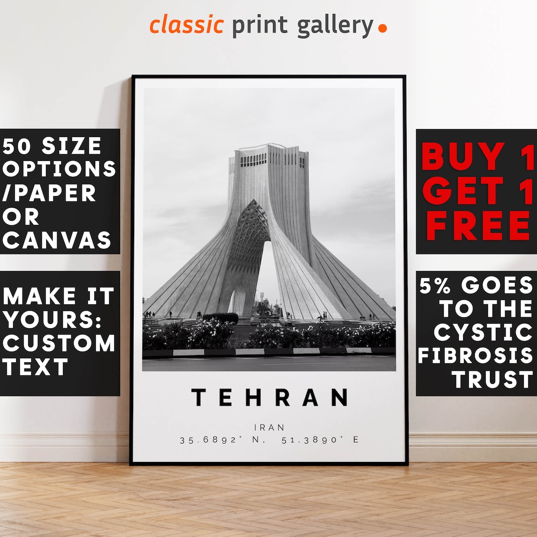 Tehran Poster Black and White Print, Tehran Wall Art, Tehran Travel ...