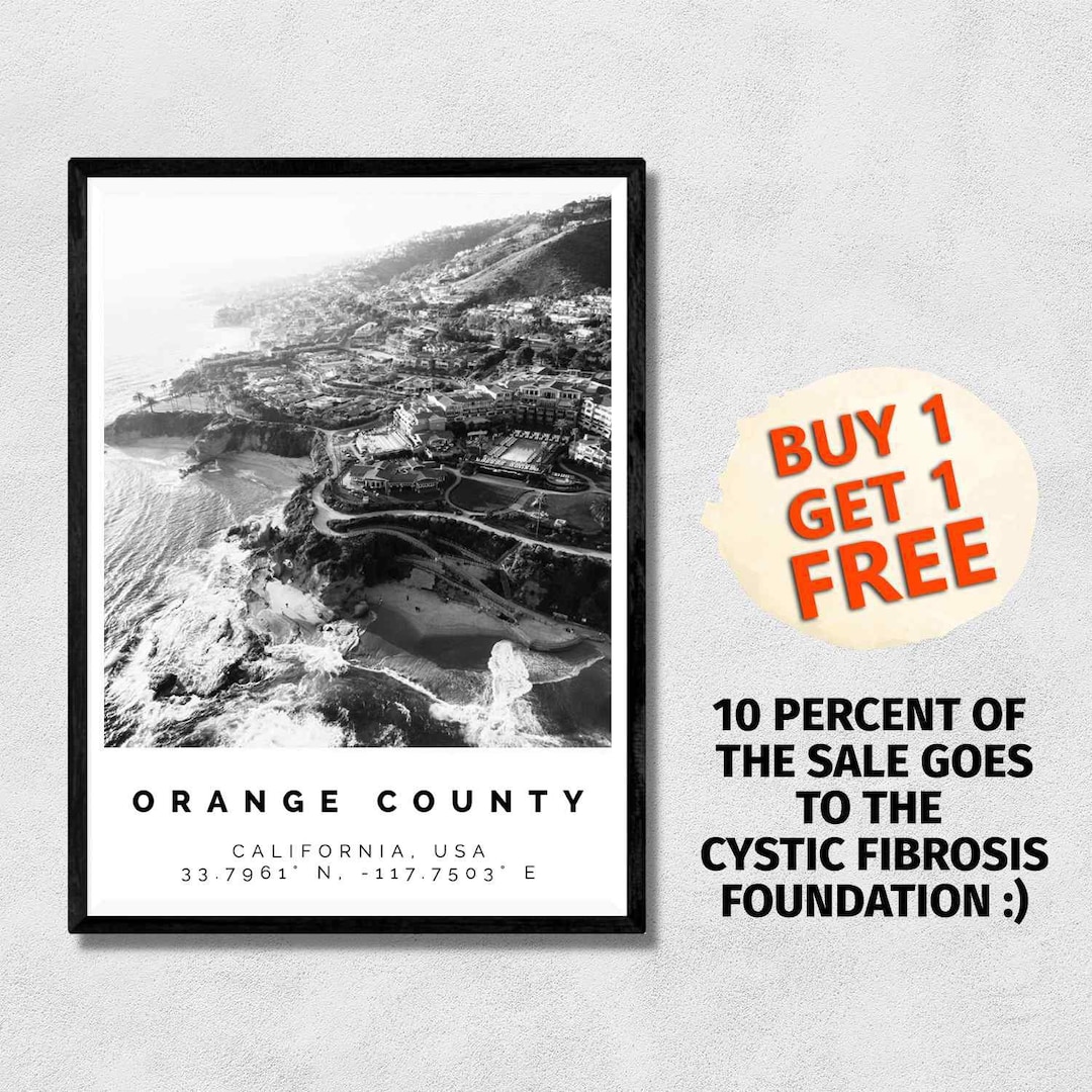 Orange County Poster Black and White Print Orange County Wall - Etsy