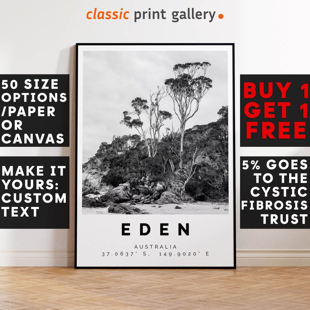 Eden Poster Black and White Print, Eden Wall Art, Eden Travel Poster ...