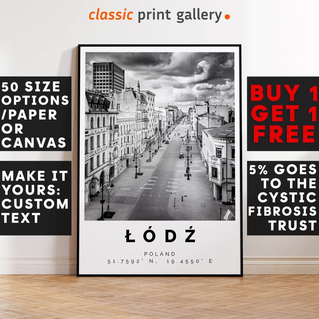 Lodz Poster Black and White Print, Lodz Wall Art, Lodz Travel Poster ...