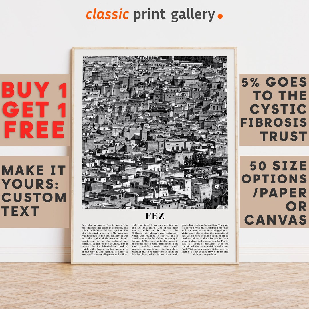 Fez Print, Fez Wall Art, Fez Black and White Poster, Personalized ...