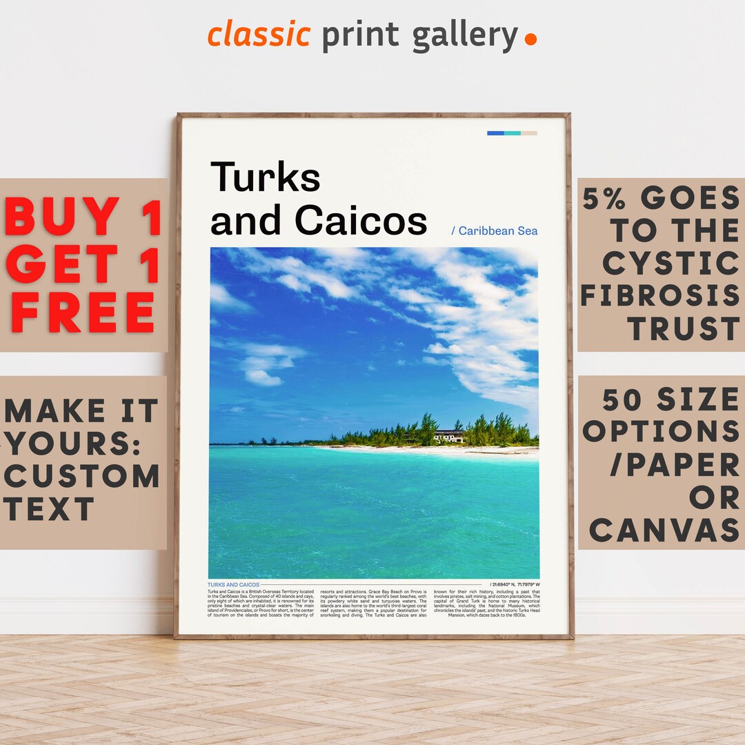 Turks&caicos Print, Turks Caicos Wall Art, Turks Caicos Color Poster ...