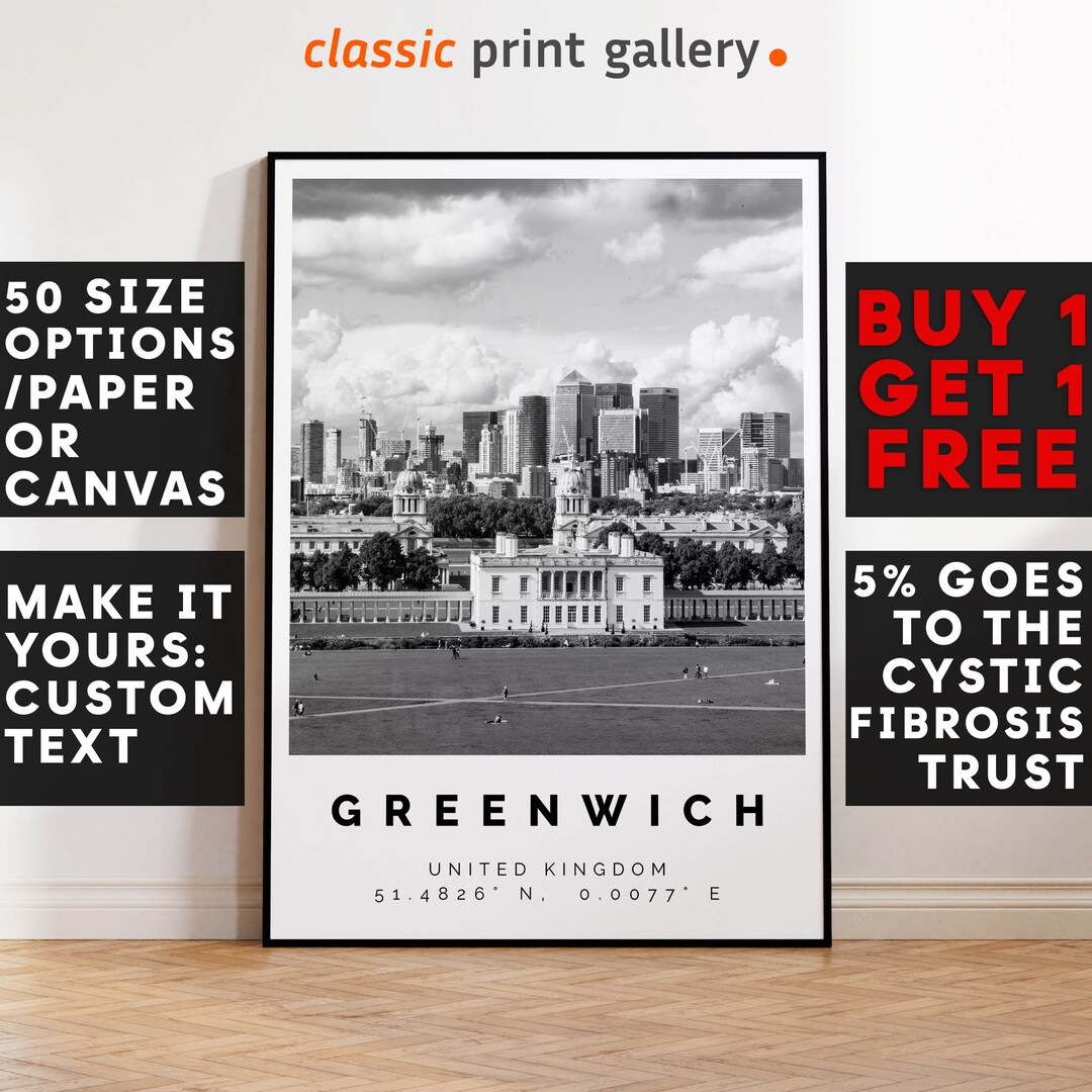 Greenwich Print Black and White Photo, Greenwich Wall Art, Greenwich ...