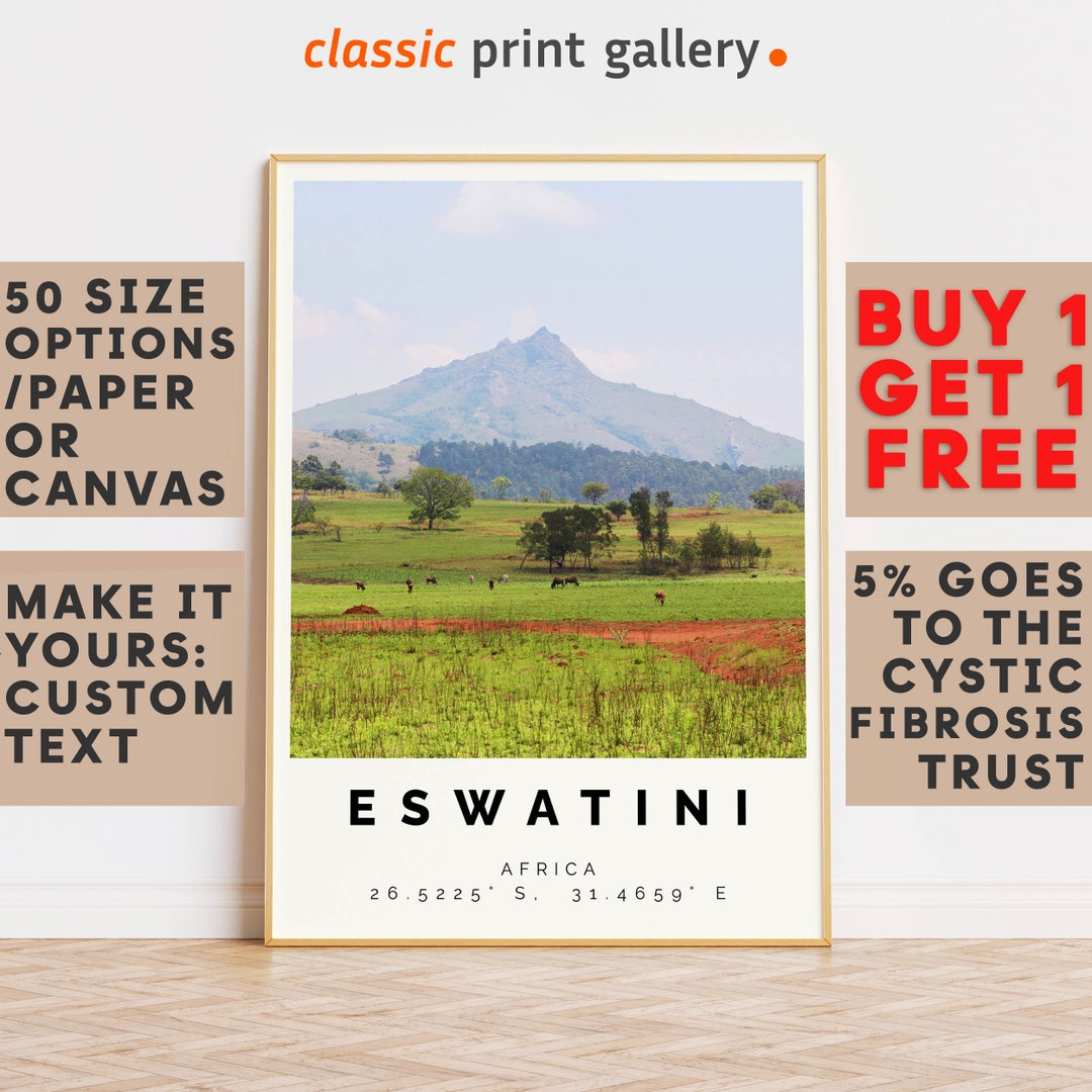 Eswatini Poster Colorful Print, Eswatini Wall Art, Eswatini Photo Decor ...