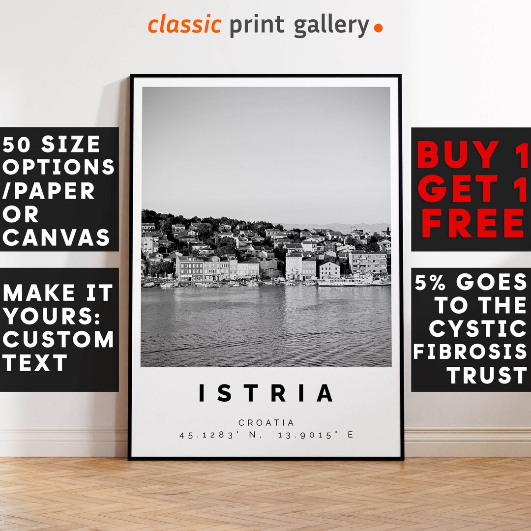 Istria Poster Black and White Print, Istria Wall Art, Istria Travel ...