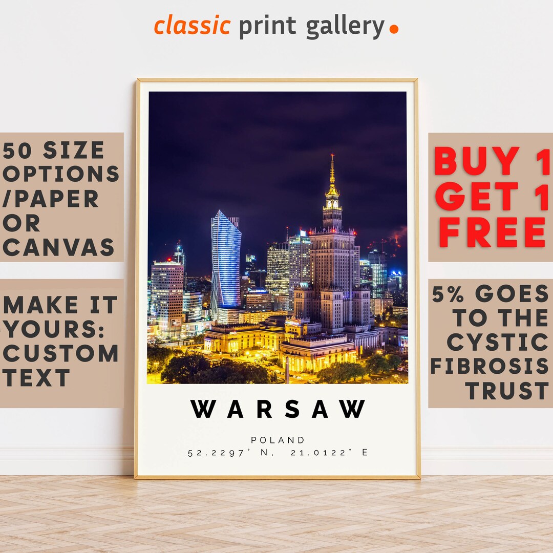 Warsaw Poster Colorful Print, Warsaw Wall Art, Warsaw Photo Decor ...
