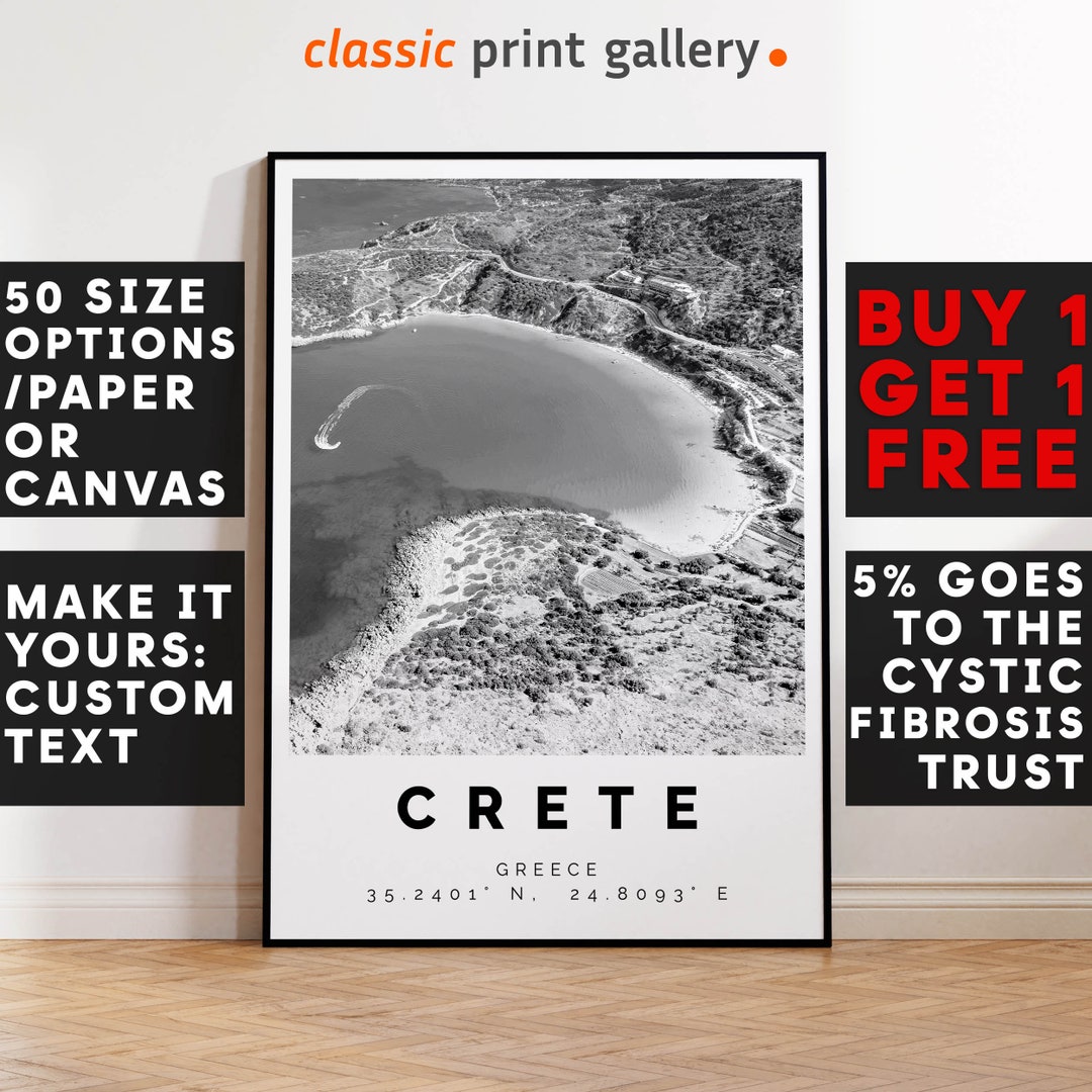 Crete Print Black and White Photo, Crete Wall Art, Crete Travel Poster ...