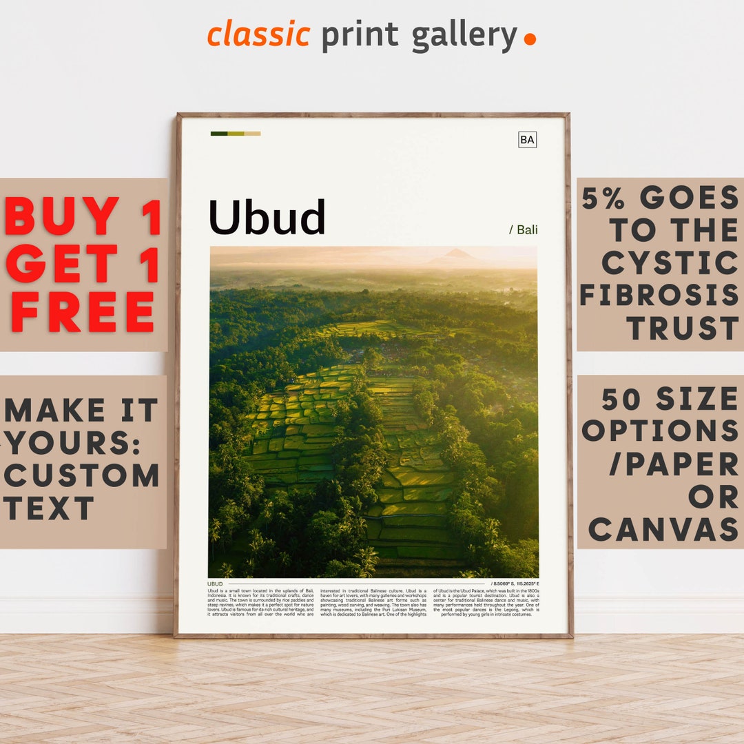 Ubud Print, Ubud Wall Art, Ubud Color Poster With Text, Personalized ...