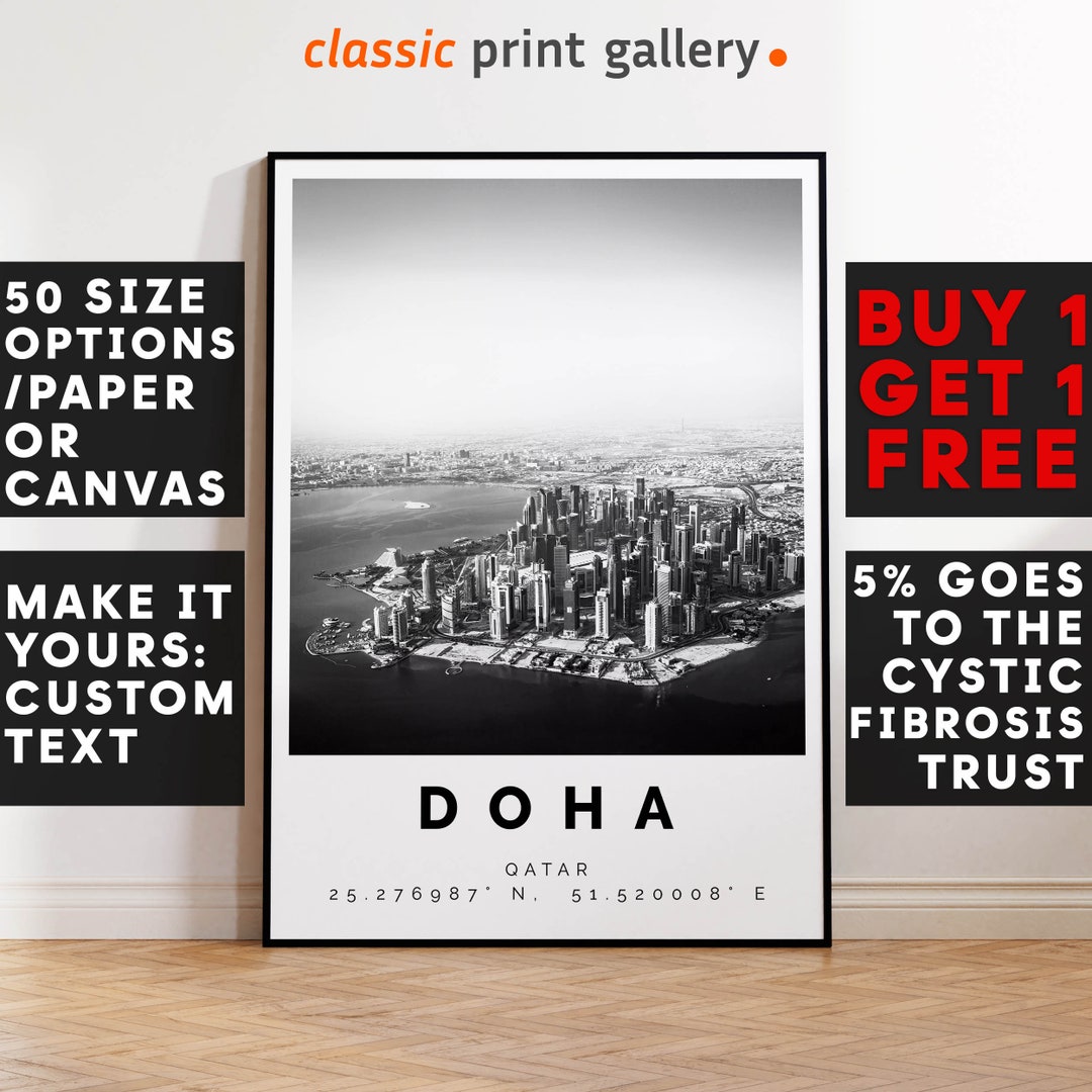 Doha Poster Black and White Print, Doha Wall Art, Doha Travel Poster ...