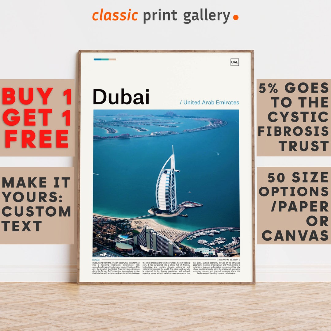 Dubai Print, Dubai Wall Art, Dubai Color Poster With Text, Personalized ...